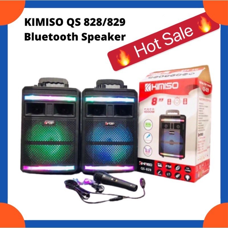 KIMISO QS-828 / QS-829 LED Portable Super Bass Speaker Bluetooth/USB/TF ...