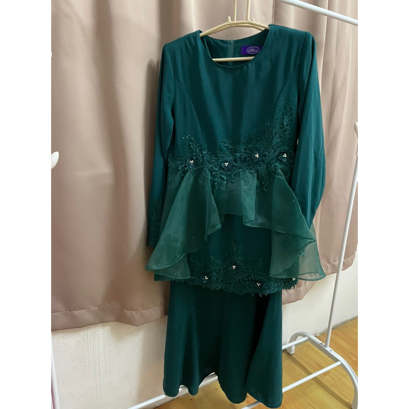 Baju Kurung Raya Emerald Green Preloved | Shopee Malaysia