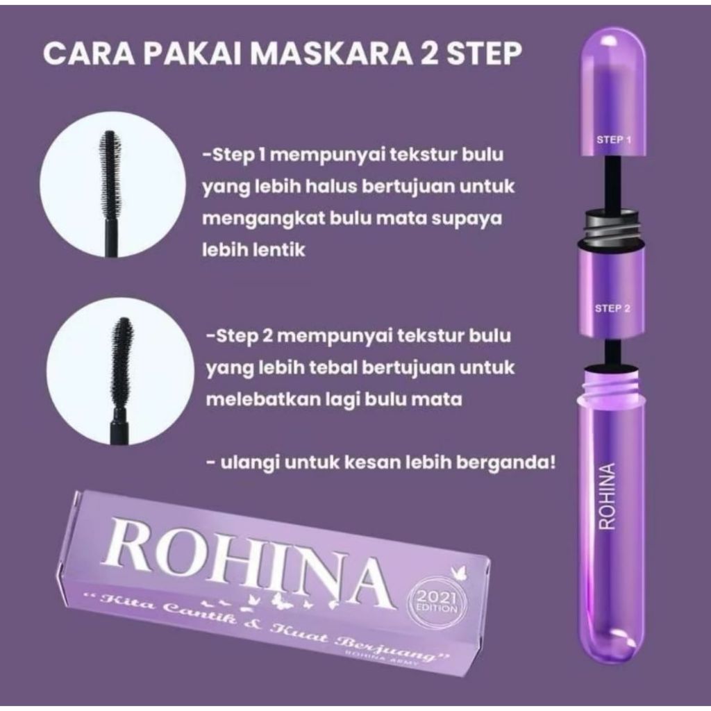 ORIGINAL HQ ROHINA MASCARA PURPLE EDITION 2021 Volumizing Long-lasting ...
