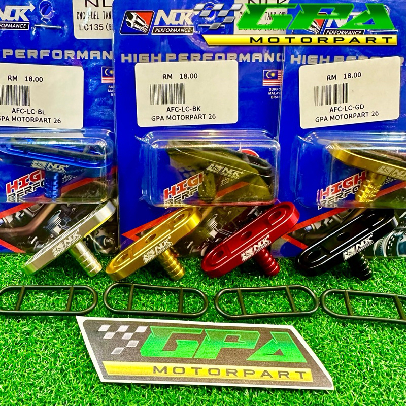 NLK PERFORMANCE FUEL COCK RACING ALLOY CNC LC135 Y125 BLUE BLACK RED ...