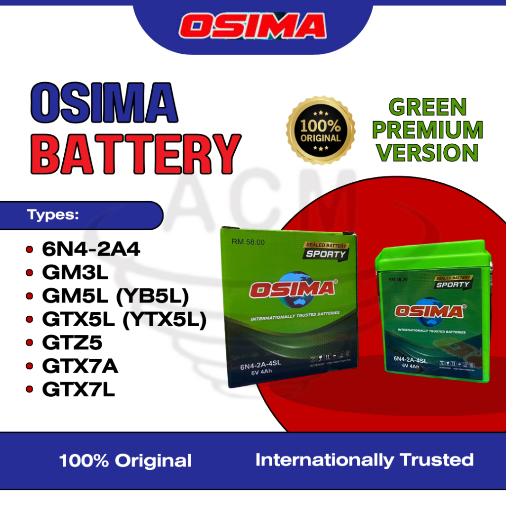 OSIMA Motorcycle Gel Battery Bateri Motor EX5 LC135 Y15ZR Kriss Y15 6N4 ...