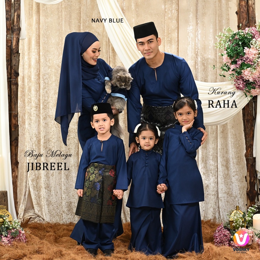 Baju Raya 2024 Sedondon Baju Melayu Jibreel & Kurung Raha - Navy Blue | Shopee Malaysia