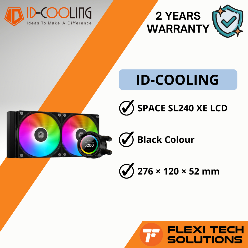 Flexi Tech ID-COOLING SPACE SL240 / SL360 XE LCD Watercooling - Black / White | Shopee Malaysia