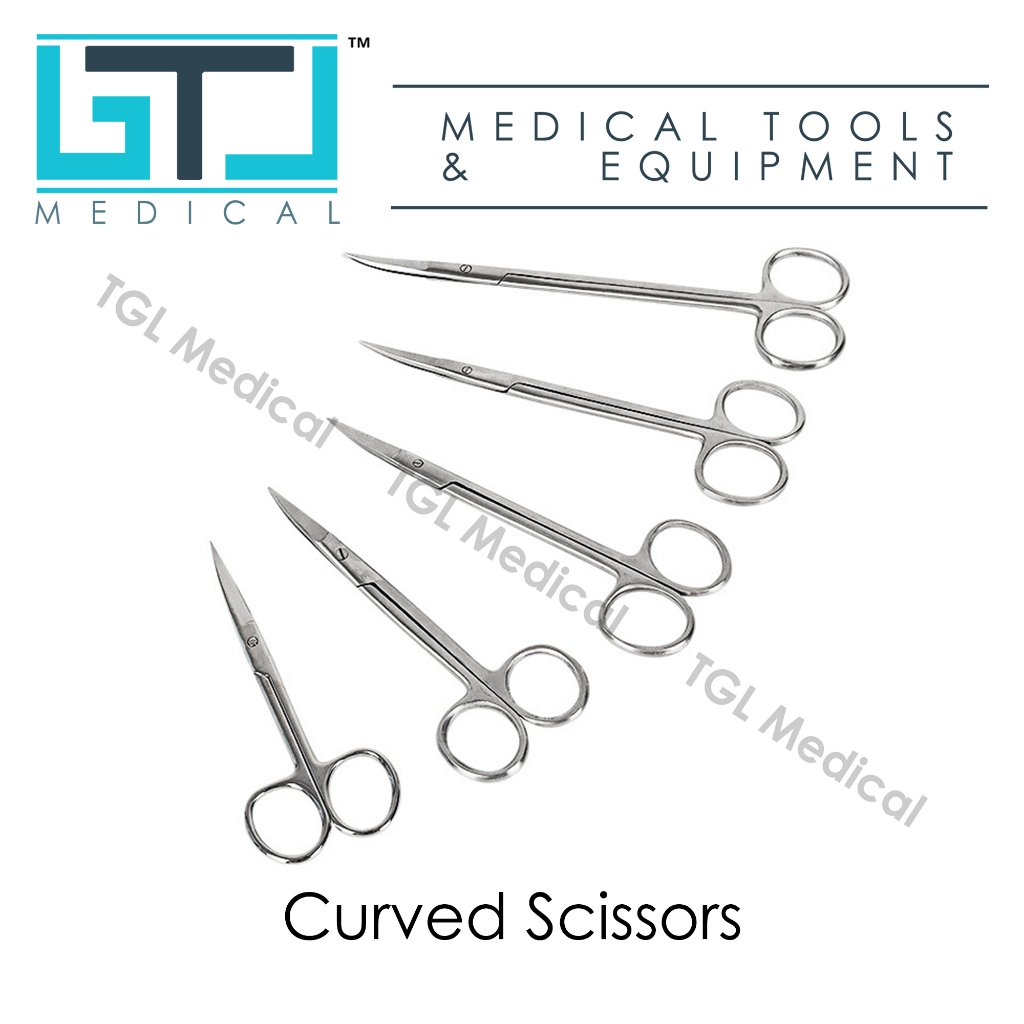 TGL Stainless Steel Scissors (12cm/13cm) Curved and Straight | Shopee ...
