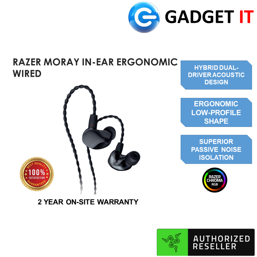 RAZER MORAY ERGONOMIC WIRED EARPHONES IN-EAR MONITOR STREAMING | HYBRID ...