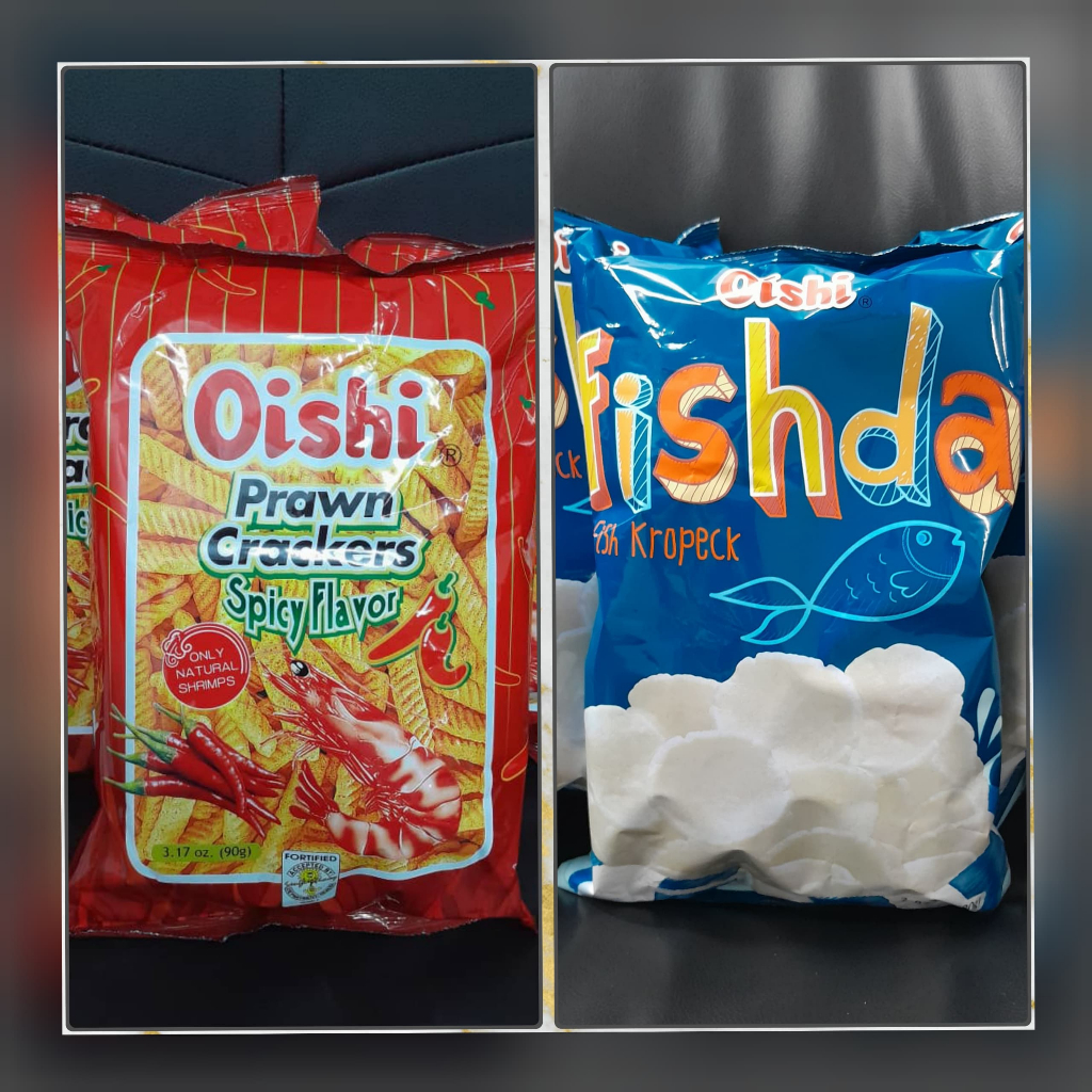 OISHI PRAWN CRACKERS SPICY FLAVOR (only natural prawn) 90gram/FISHDA ...