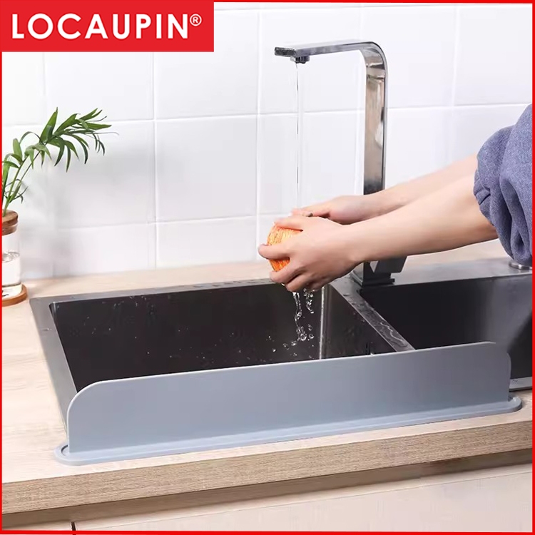 Locaupin Water Sink Splash Guard for Kitchen Countertop, Bathroom Basin, Transparent Anti-Splash ...