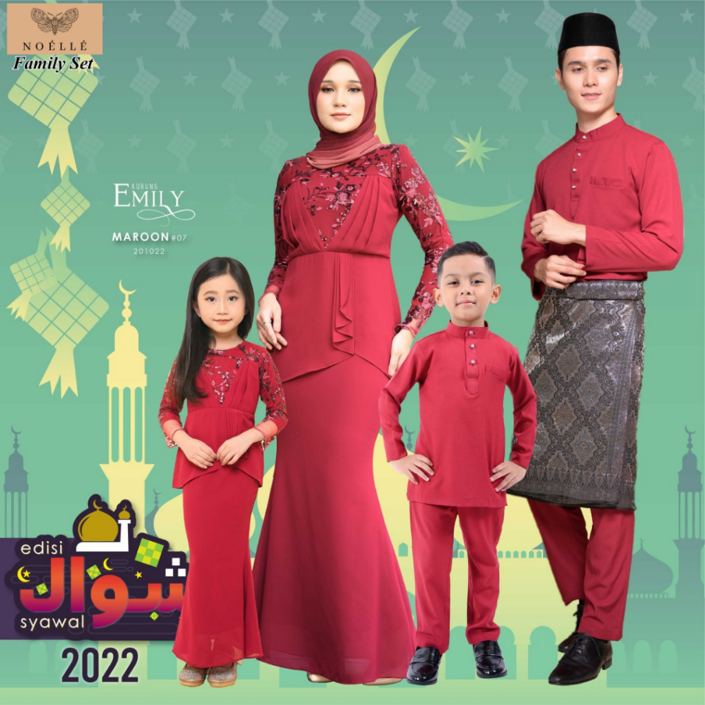 NOELLE Baju Raya Family Sedondon 2024 Baju Kurung Ibu Anak Baju Melayu ...
