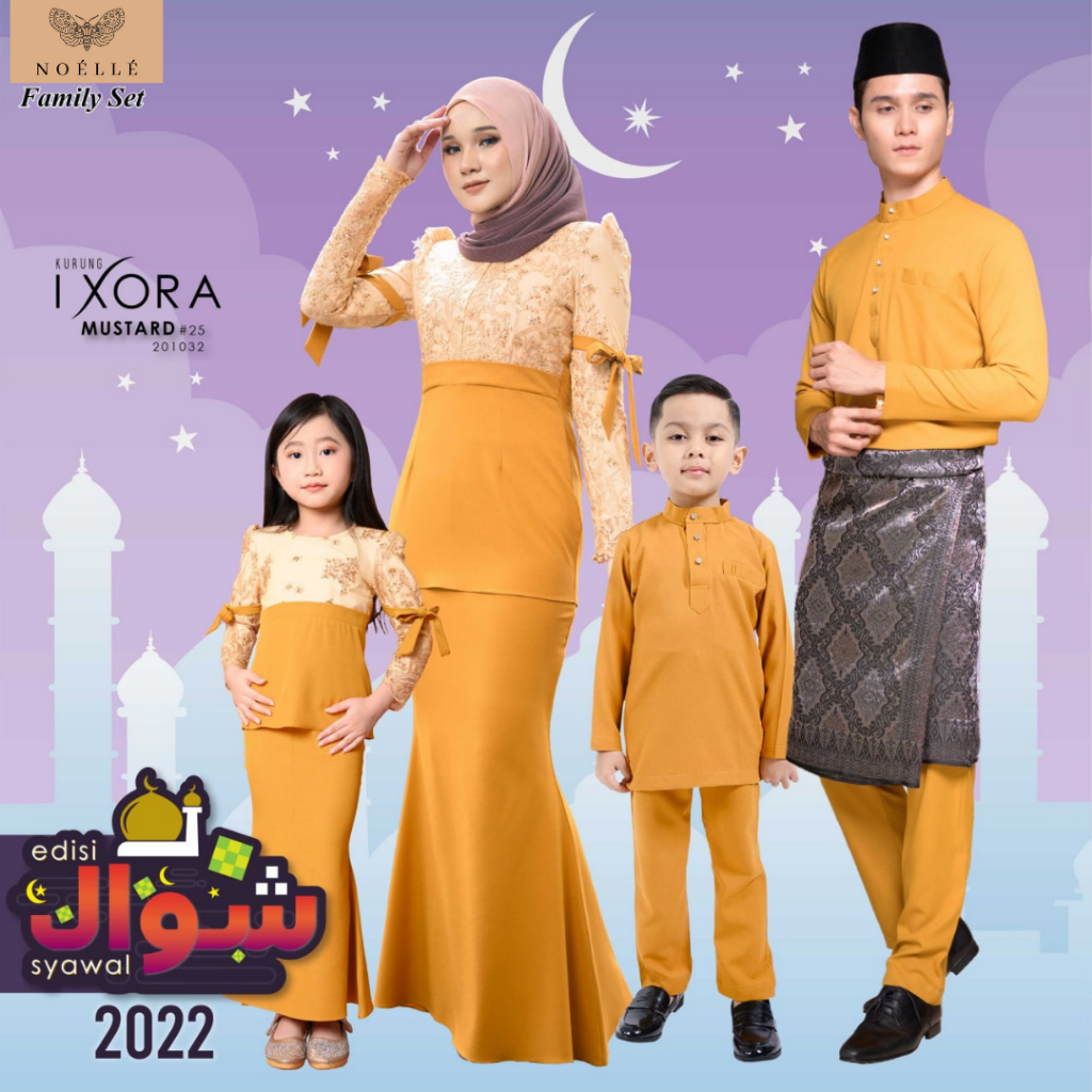 NOELLE Baju Raya Family Sedondon 2024 Baju Kurung Ibu Anak Baju Melayu ...