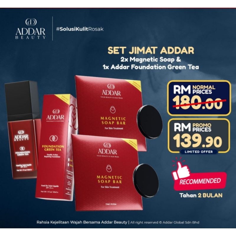 💯Original HQ Addar beauty. Set Jeragat Sabun Magnetic Foundation ...