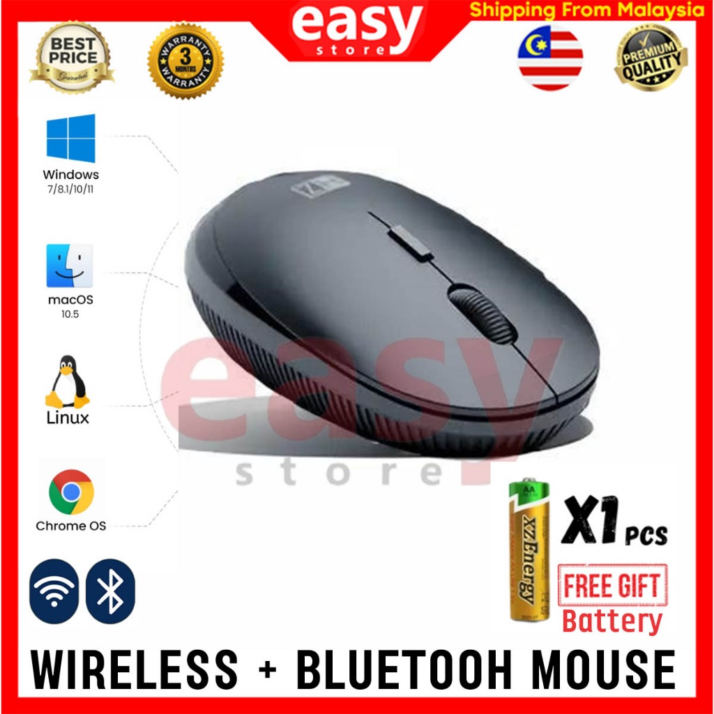 Heatz Bluetooth + Wireless Duel Mouse 2.4G with USB Mini Receiver ...