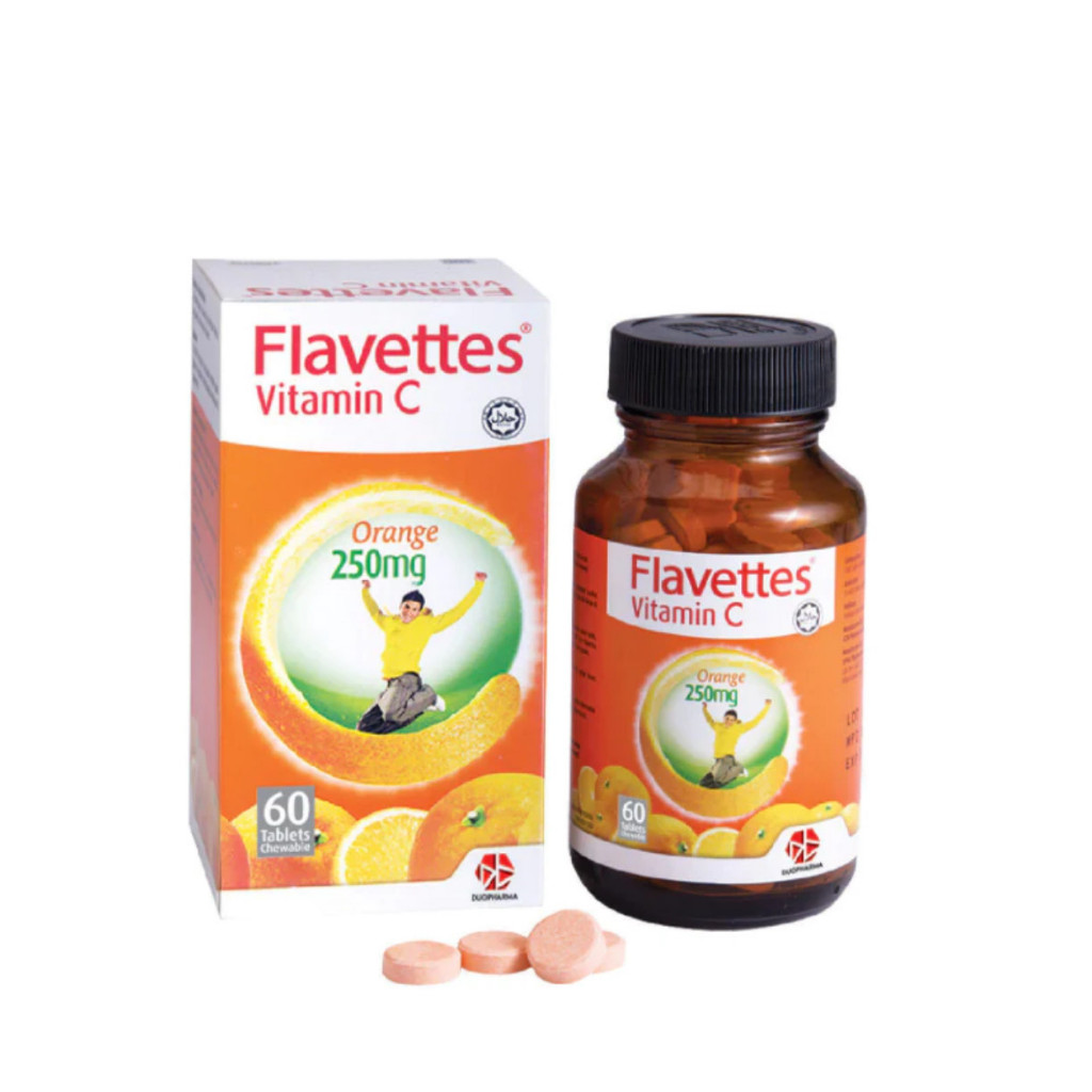 Flavettes Vitamin C 250mg / 500mg 60S / FLAVOUR ORANGE PERISA OREN ...
