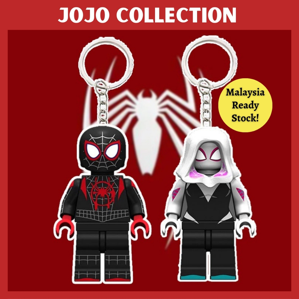 Compatible Lego Spiderman Keychain Miles Building Block Minifigure ...