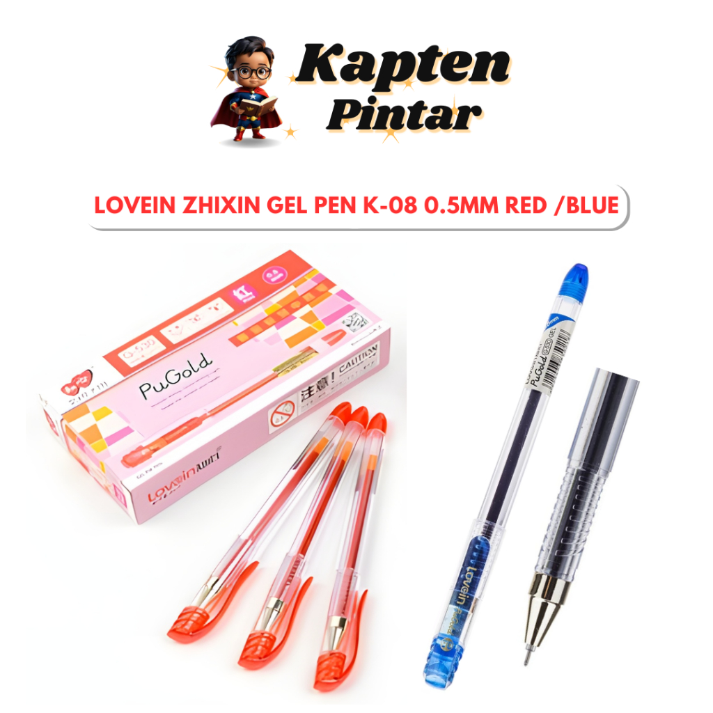 Lovein Zhixin Gel Pen K-08 0.5mm Red /Blue (per pen) | Shopee Malaysia