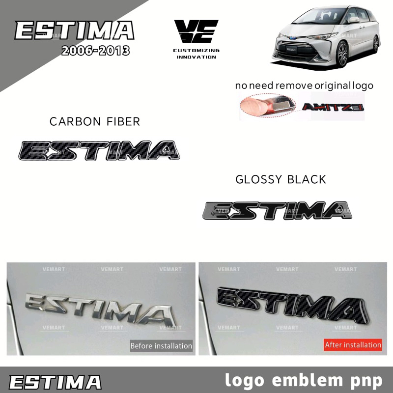 Vemart toyota estima acr50 car logo emblem cover pnp accessories ...