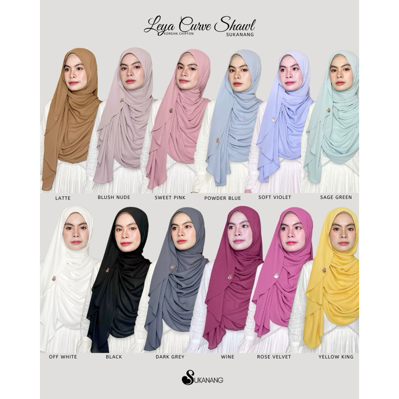 Shawl curve korean chiffon shawl tak jarang flowy tudung nikah tudung ...