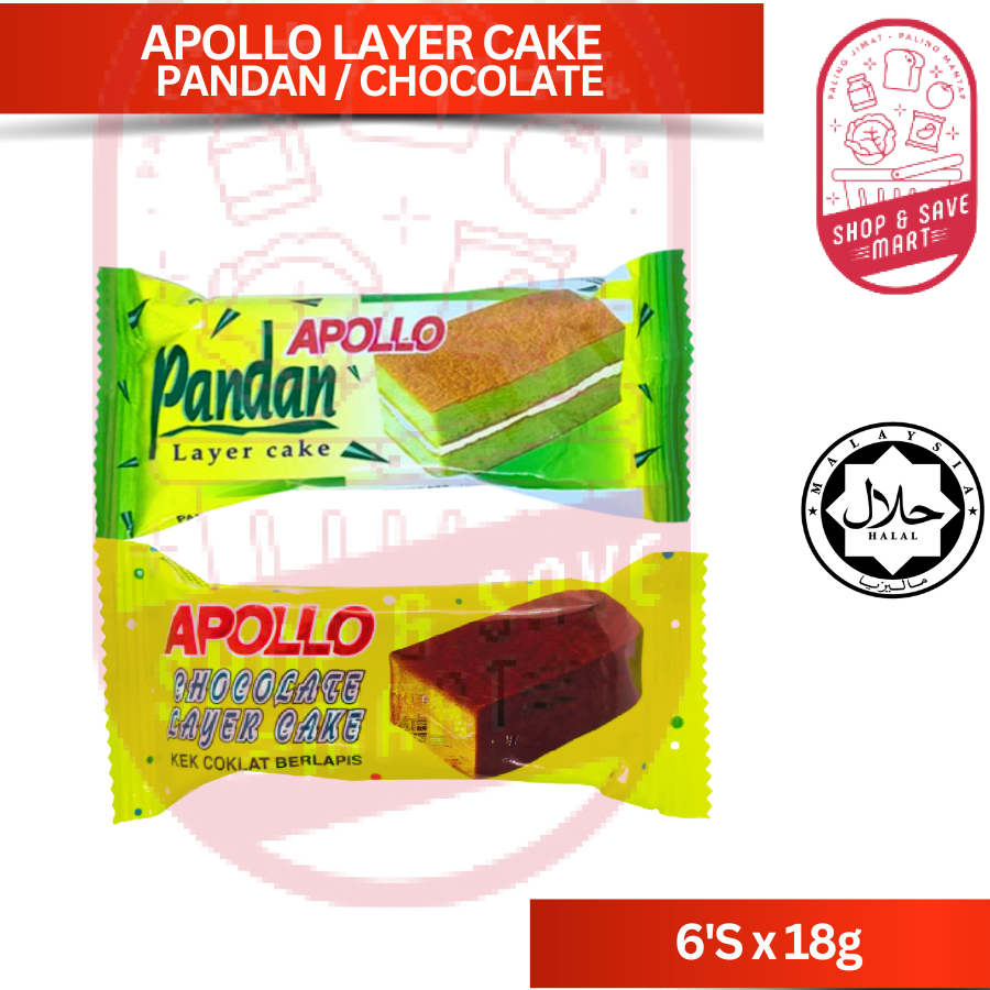 Apollo Layer Cake - 6s x 18g ( Chocolate / Pandan) | Apollo Kek Lapisan ...