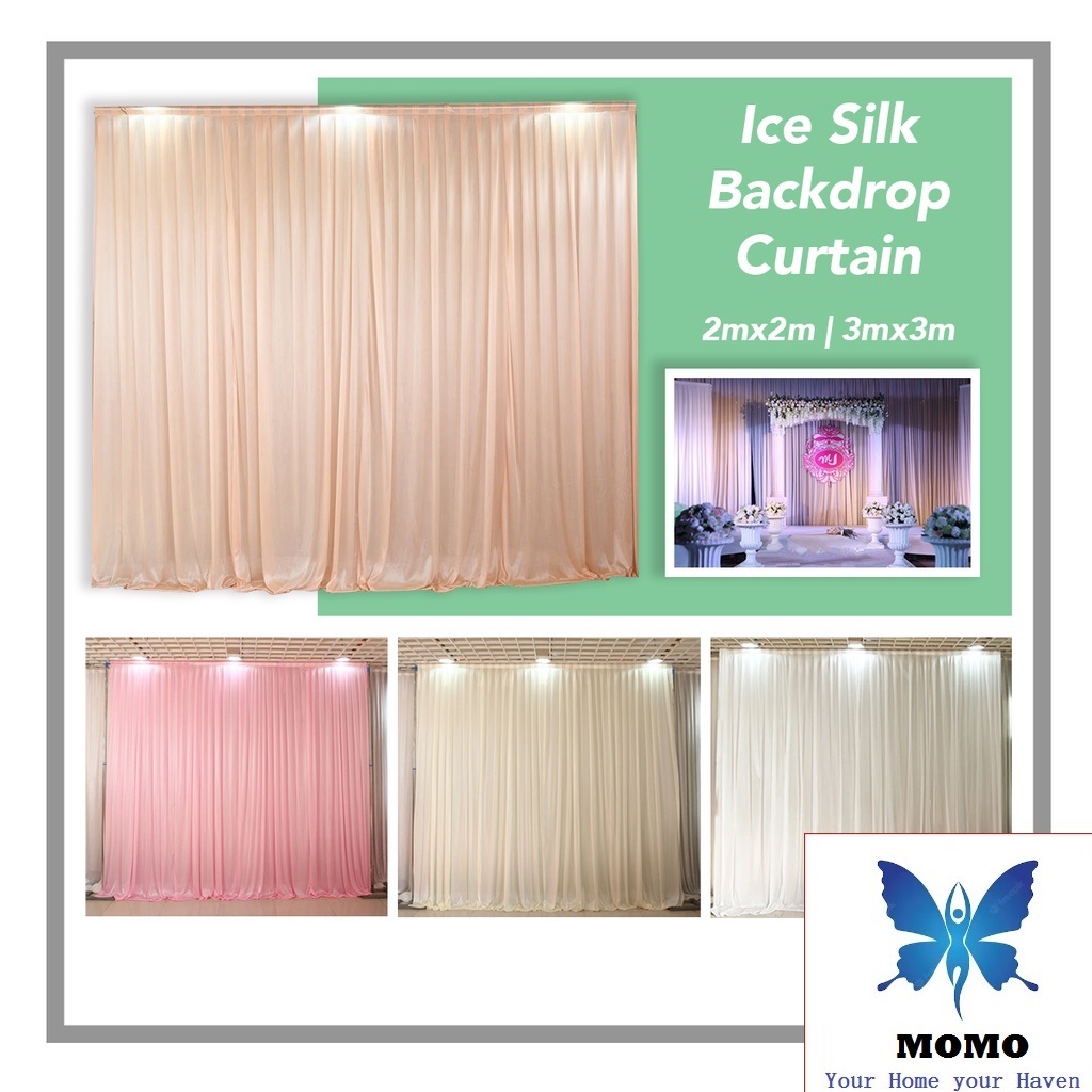 IceSilk Backdrop Curtain Cloth Deco Wedding Party Photoshoot Tirai ...