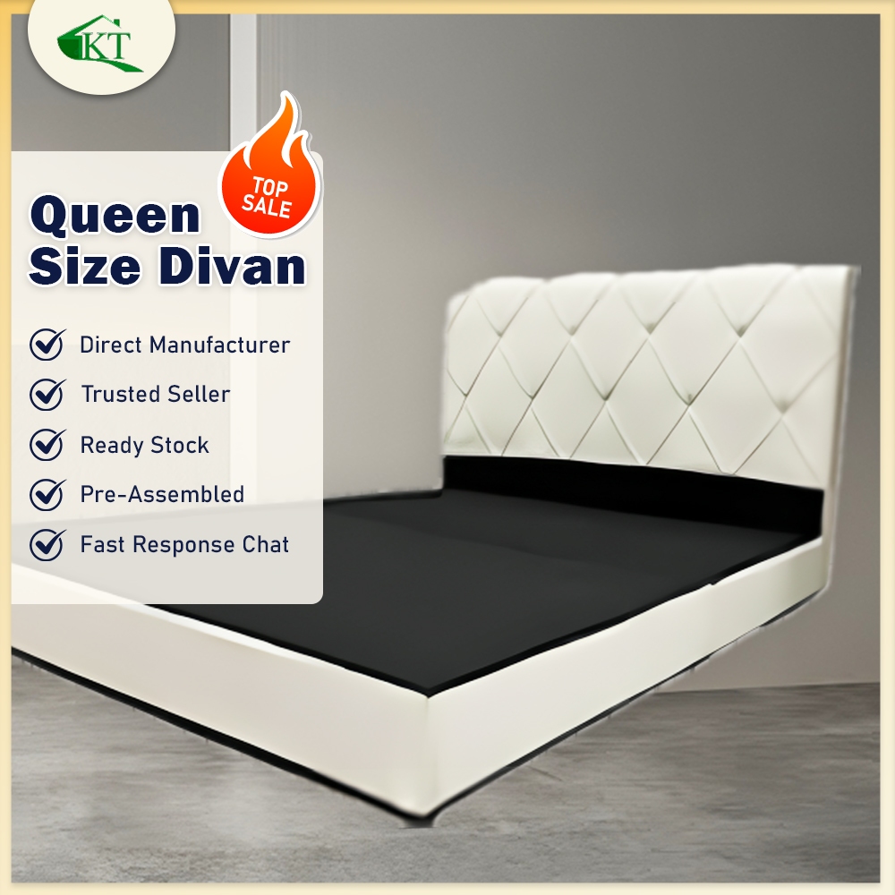 (Free Install) Divan Queen Bed Frame Bed Base Katil Queen Bed Furniture ...