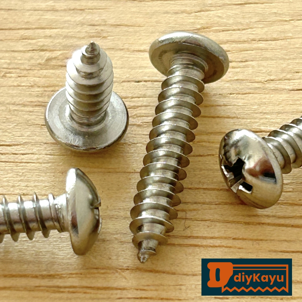 M3 M4 M5 Pan Head 304 Stainless Steel Wood Self Tapping Screw Skru Kayu ...