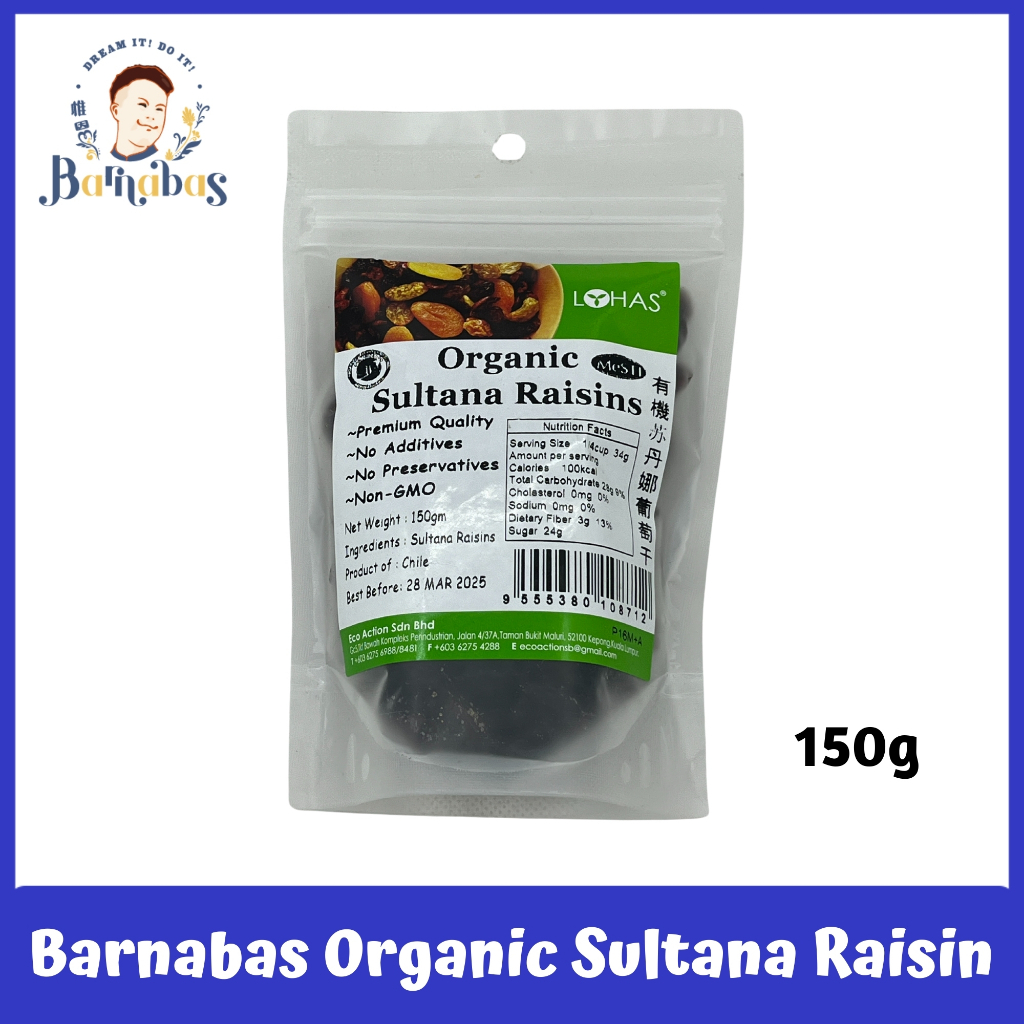 Barnabas Organic Sultana Raisin 有机苏丹娜葡萄干 - 150g | Shopee Malaysia
