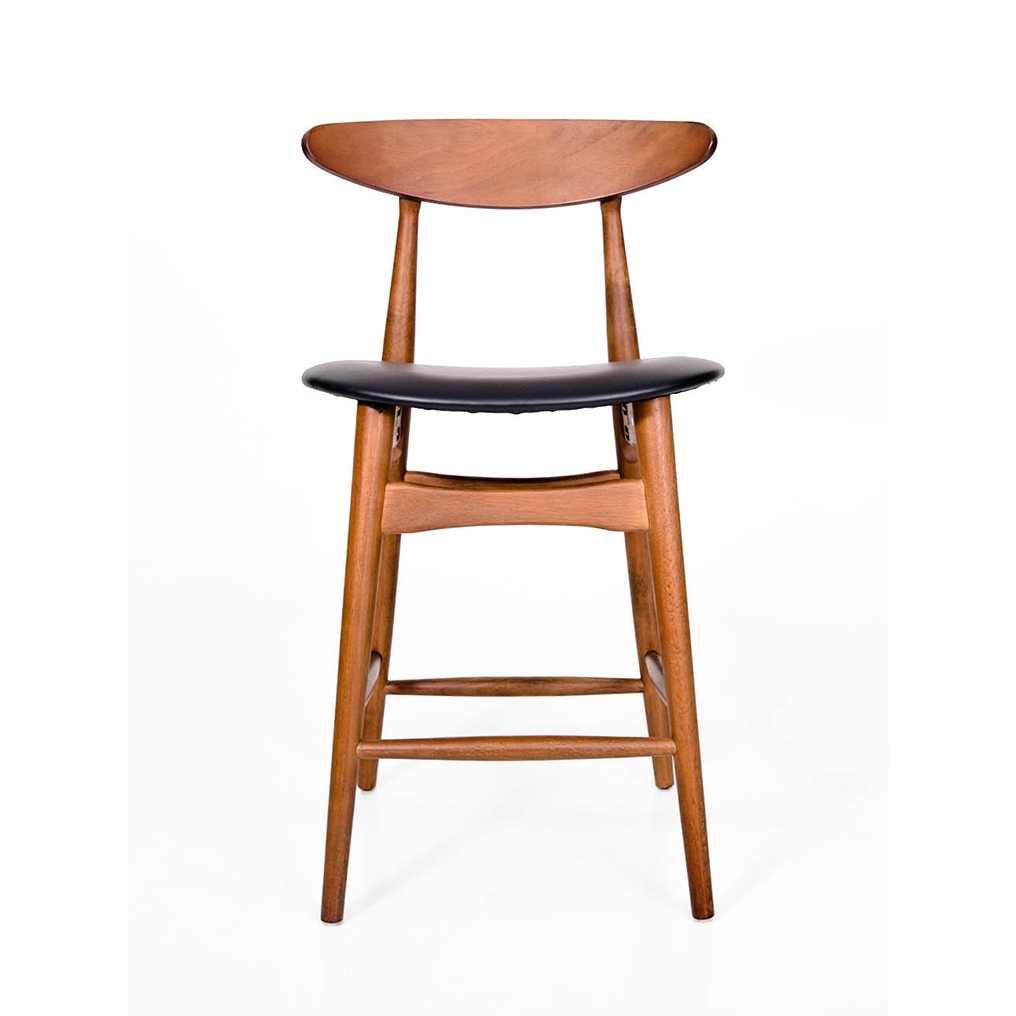 Barstool 74cm Seating Height FLORA Retro PU Leather Seating Solid Wood ...