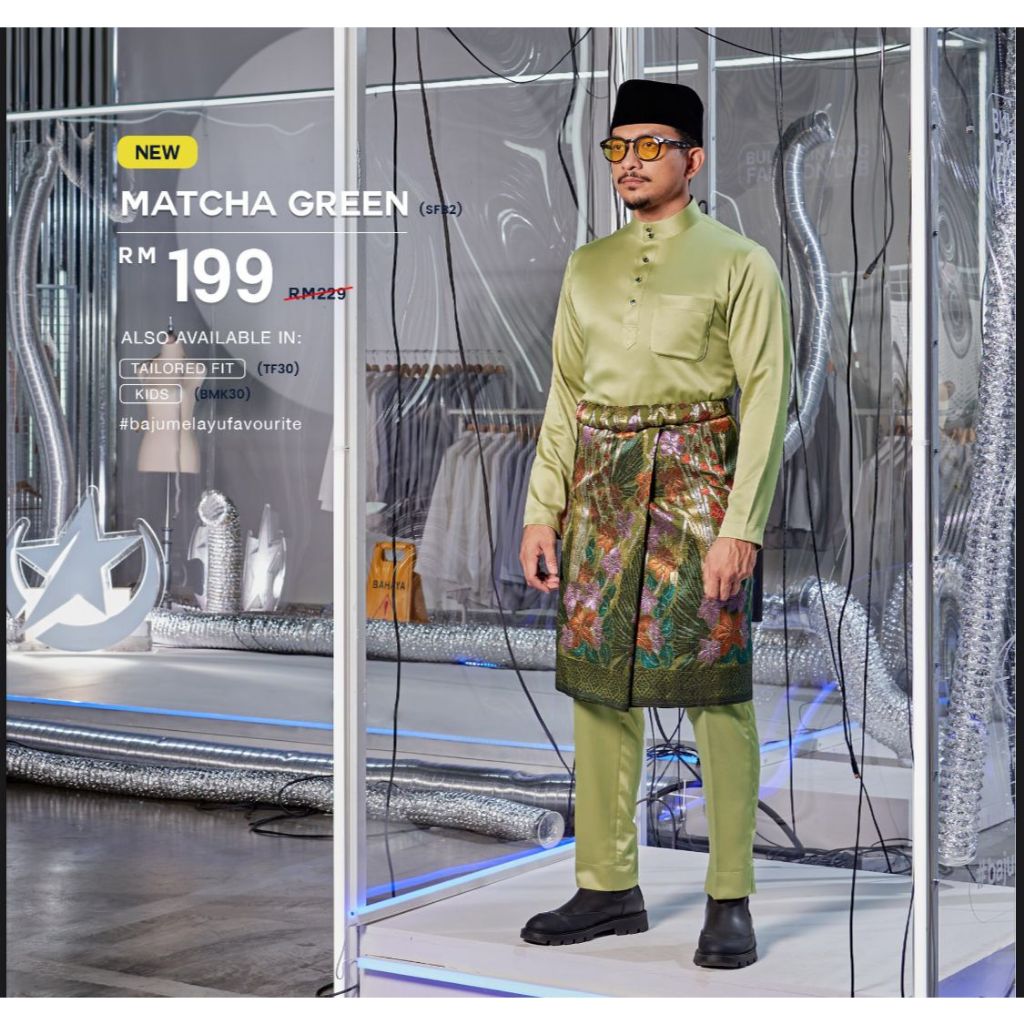[ SLIM FIT ] Baju Melayu Bulan Bintang MATCHA GREEN | Shopee Malaysia