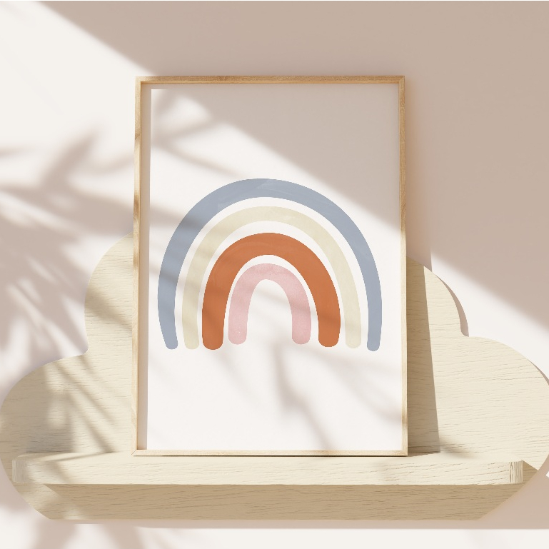 Rainbow poster with frame in Pastel theme (Nursery Series) in A3/A4 ...