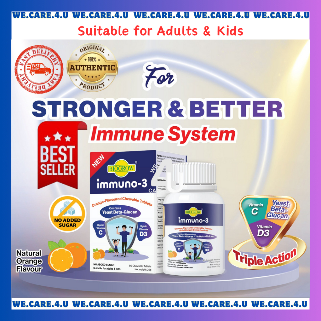 ~BIOGROW IMMUNO-3 ORANGE FLAVOURED CHEWABLE TABLET 60's | Shopee Malaysia