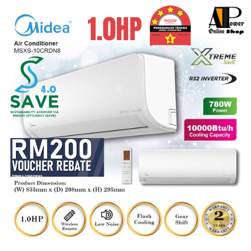 (SAVE 4.0 )MIDEA 1.0HP / 1.5HP R32 4 STAR INVERTER AIR CONDITIONER . | Shopee Malaysia