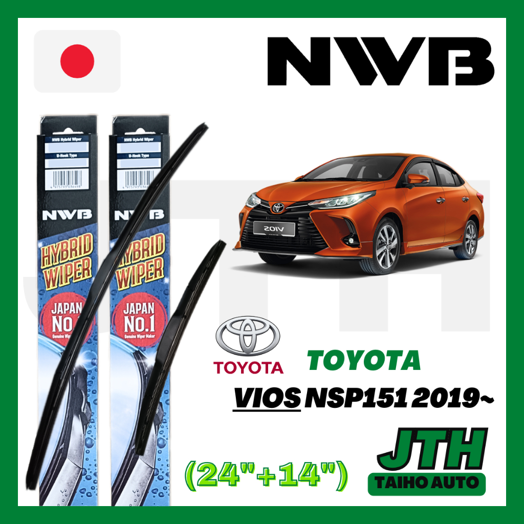 TAIHOAUTO NWB Wiper Blade Set 24"+14" for Toyota Vios NSP151 2019~ Wiper Vios Wiper Blade Toyota ...