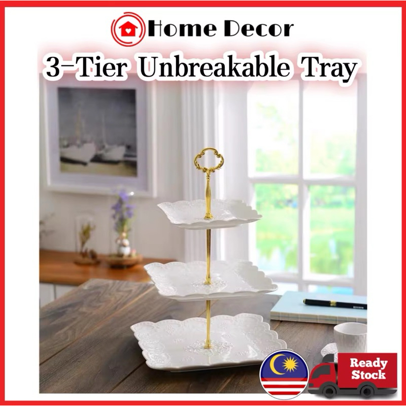 HomeDecorMY MultiLayer 3 Tier Dessert Tray 3 Layer Food Tray Cake ...