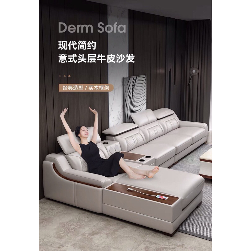 L Shape First Layer Genuine Cowhide Leather Sofa | Shopee Malaysia