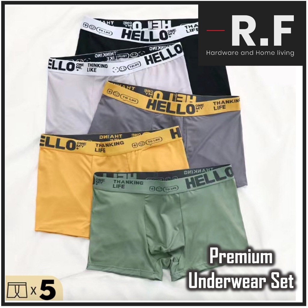 Men's Boxer Cotton 5 In 1 Set underwear Lelaki Graphene Antibacterial ...