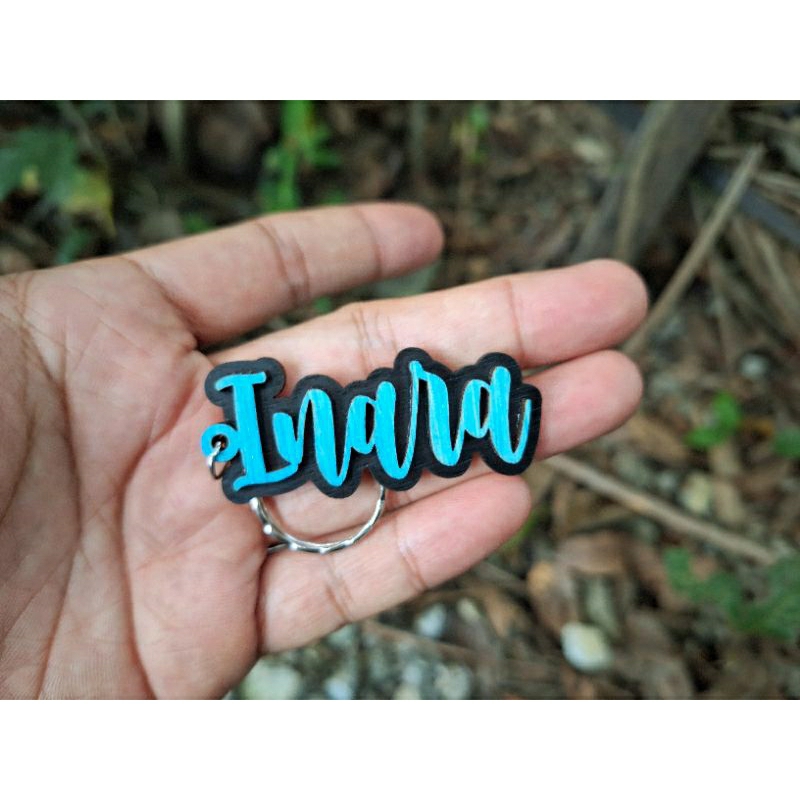 KeyChain Custom 3D Name/ Design Engrave Wood Plywood Kayu Custom Tulis ...