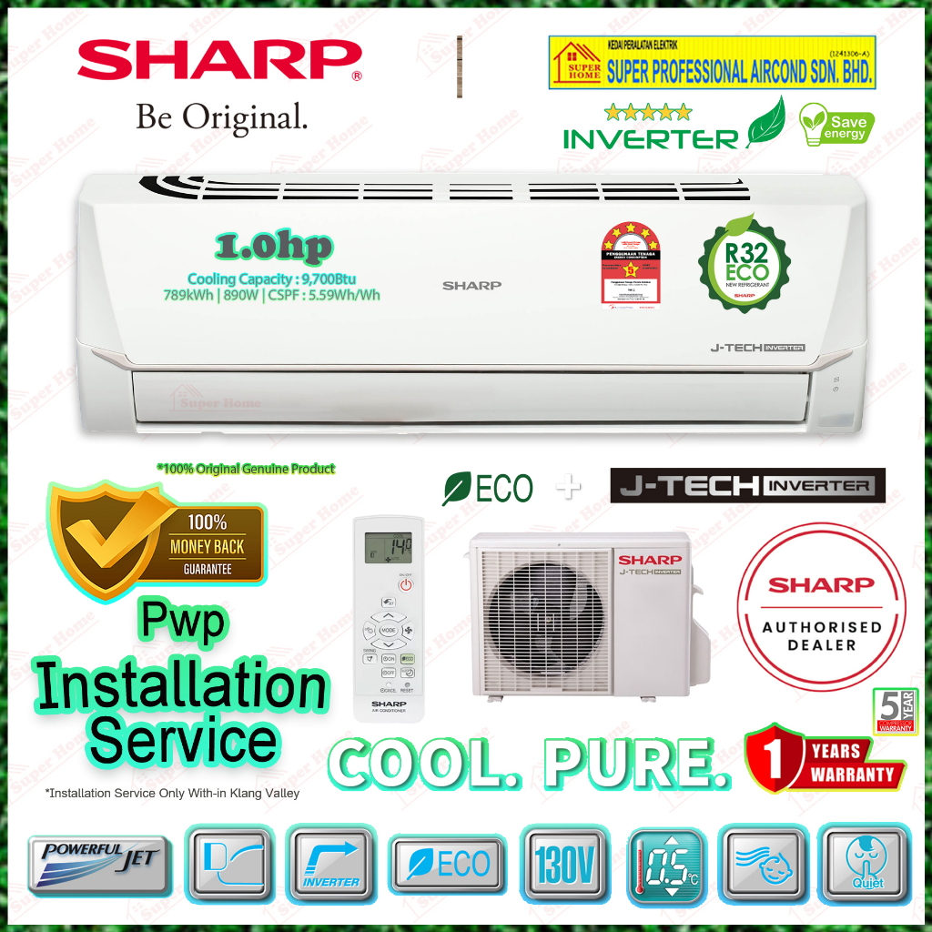 NUR E-Rebate RM200 Sharp 1.0hp Inverter Air Conditioner AHX10BED ...