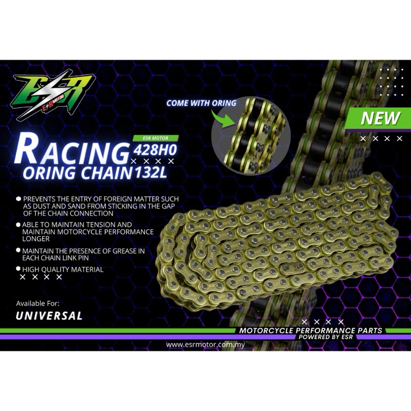 ESR CHAIN RANTAI 415 428 ORING / NO ORING 132L 100% ORIGINAL ESR MOTOR ...