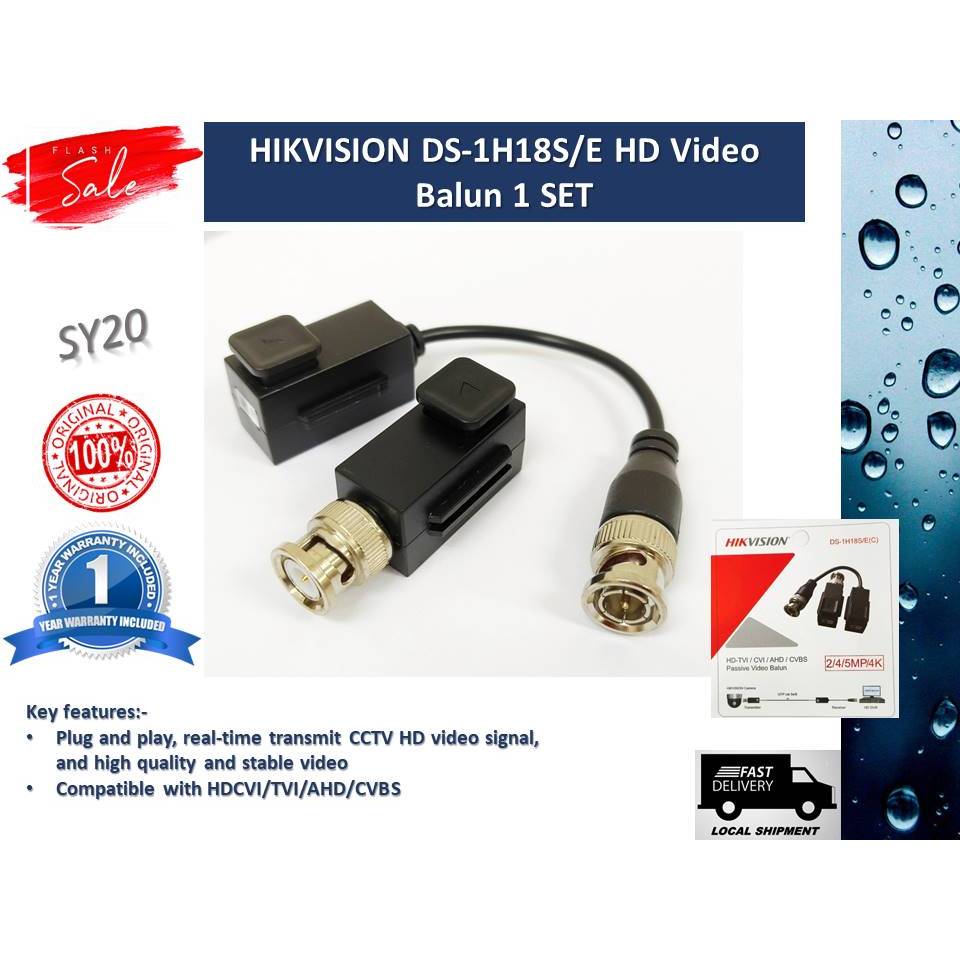 HIKVISION Video Balun CCTV Transmits TVI Signal Via UTP Cable 1 Set ...