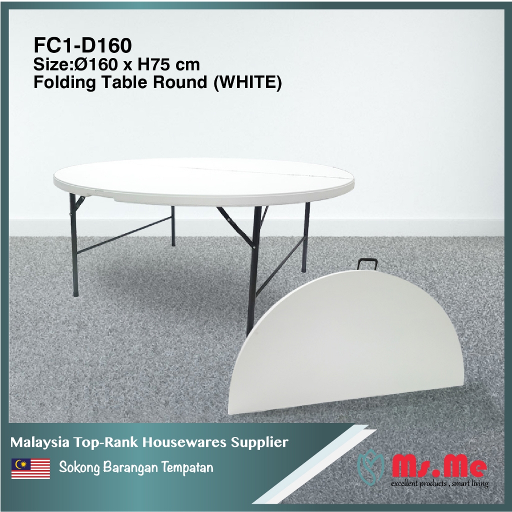 Ms.Me 160cm/120cm Round Folding Table/Banquet Table/Dining Table/Meja ...
