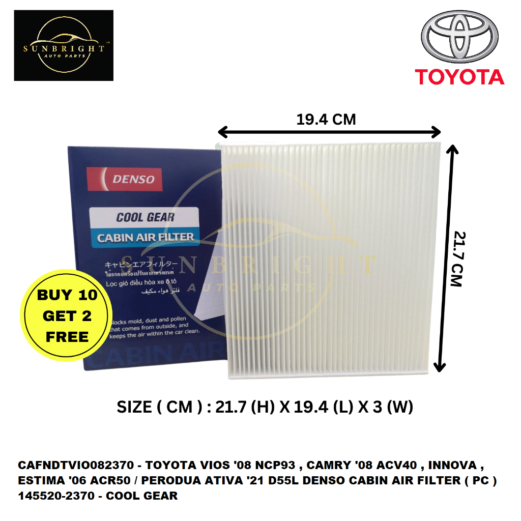 TOYOTA VIOS , CAMRY , INNOVA , ESTIMA / ATIVA DENSO CABIN AIR FILTER ...