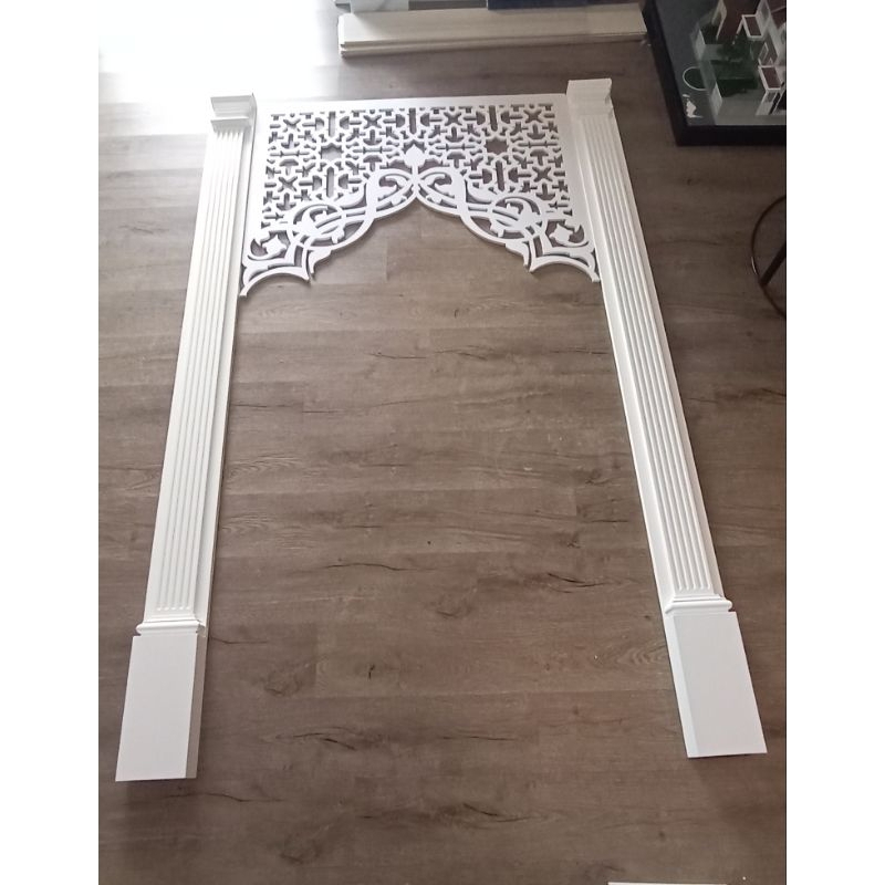 mihrab,gerbang,mimbar, wall panel, dekor surau, bilik solat ...
