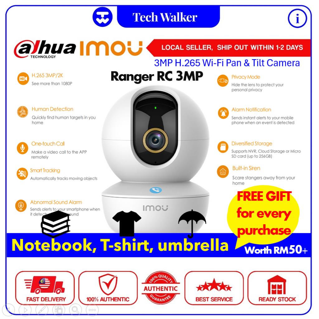 [READY STOCK] Dahua Imou Ranger RC 3MP 2K Wireless IP Camera AI Human ...