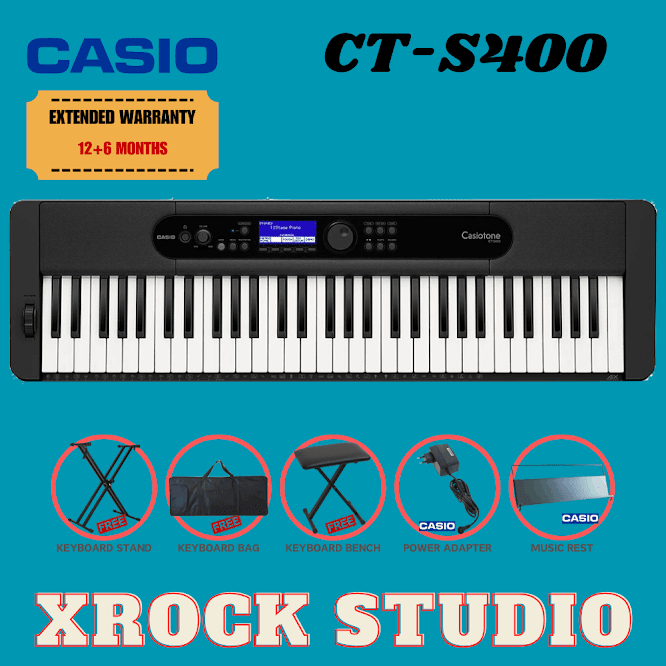 Casio CT-S400 61-key Ultra-Portable Arranger Keyboard w/Keyboard Stand - Black ( CTS400 / CT ...