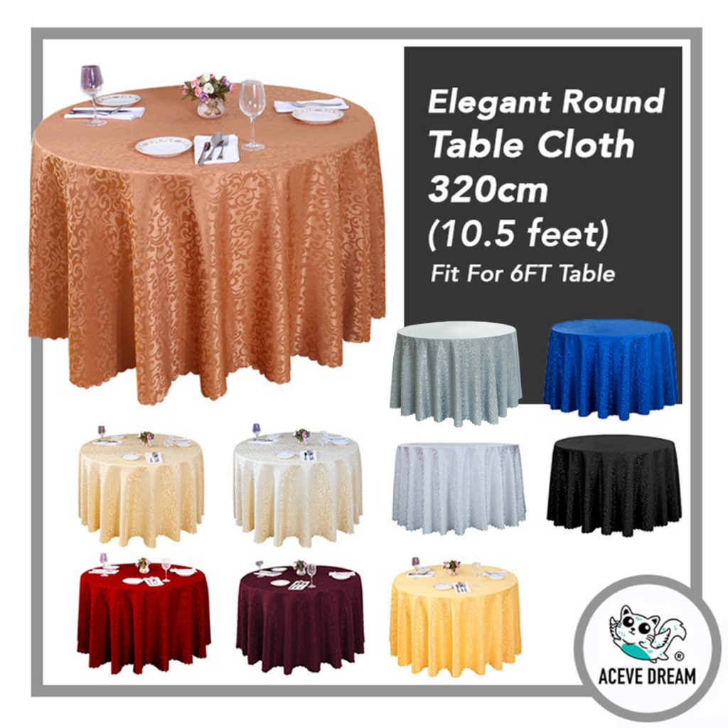 ACEVE DREAM READY STOCK 3.2M Round Damask Pattern Table Cloth Cover ...