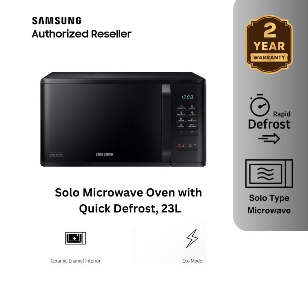 (2 𝙔𝙚𝙖𝙧𝙨 𝙒𝙖𝙧𝙧𝙖𝙣𝙩𝙮) Samsung 23L Solo Microwave Oven with Quick Defrost ...