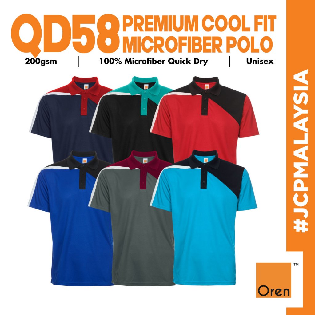JCP x OREN SPORT Premium Microfiber Polo Shirt Design Cut & Sew Baju ...