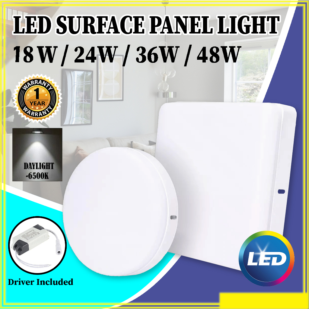 Lampu LED Surface Light 18W 24W 36W 48W Round/Square Daylight 6500K ...