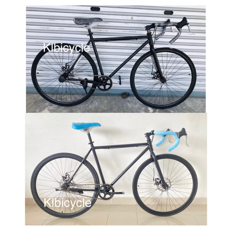 (99% Assembled)Fixie Road Bike 700C Racing bicycle disc brake basikal ...