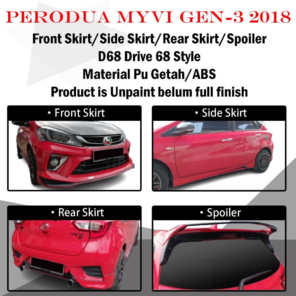 PERODUA MYVI GEN-3 2018 D68 DRIVE 68 MODEL FULLSET (PU GETAH/ABS ...