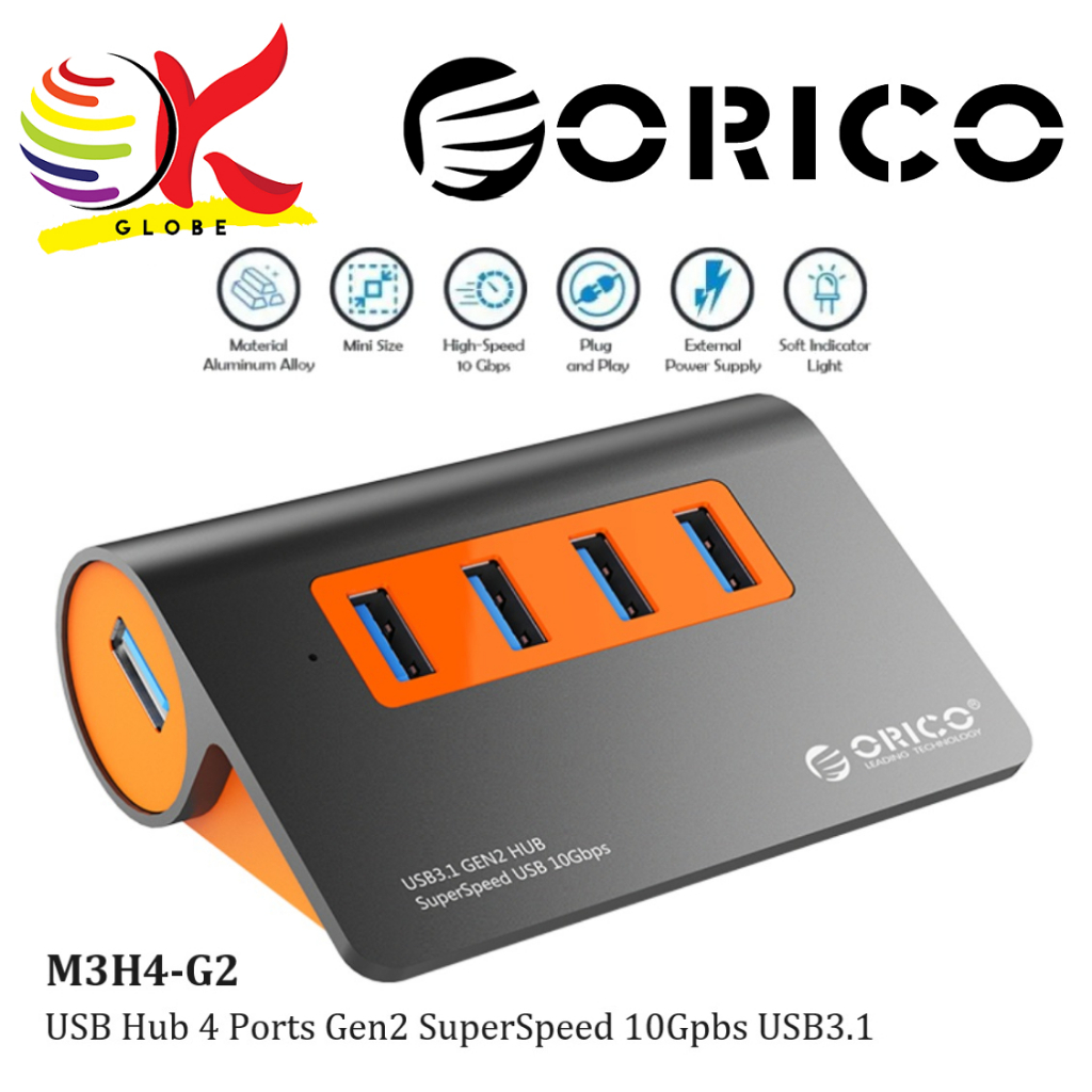 ORICO M3H4-G2 USB HUB GEN2 SUPERSPEED 10GBPS USB3.1 WITH LED INDICATOR SPLITTER ADAPTER FOR PC ...